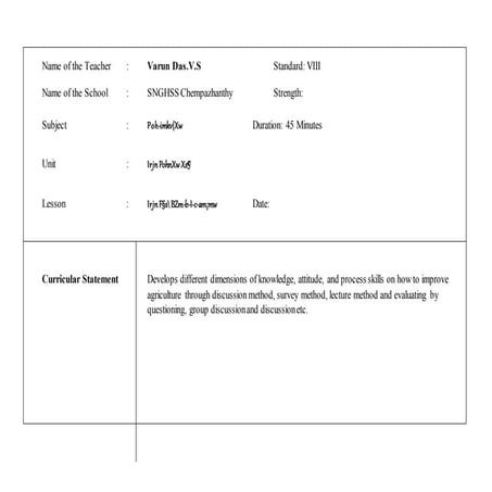 Varun das lesson plan | DOCX