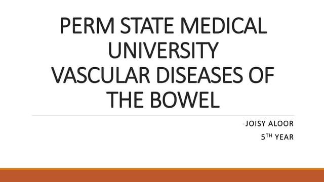 Chronic Mesenteric Ischemia | PPTX