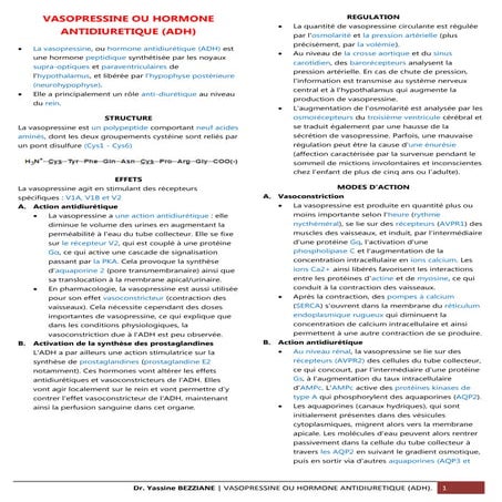Vasopressine ou hormone antidiuretique (ADH) | PDF