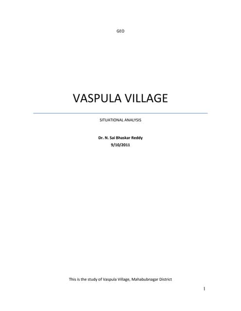 Village Profile data collection format | PDF