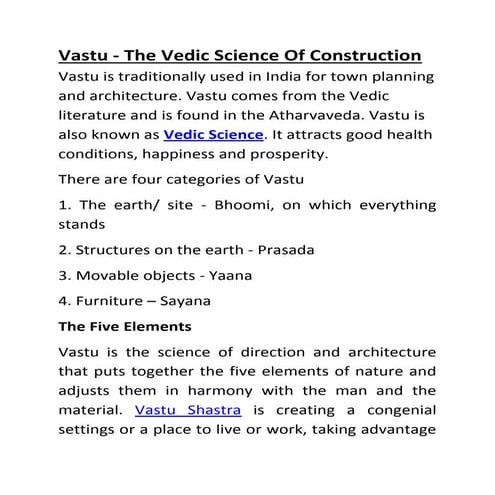 Vastu the vedic science of construction | PDF