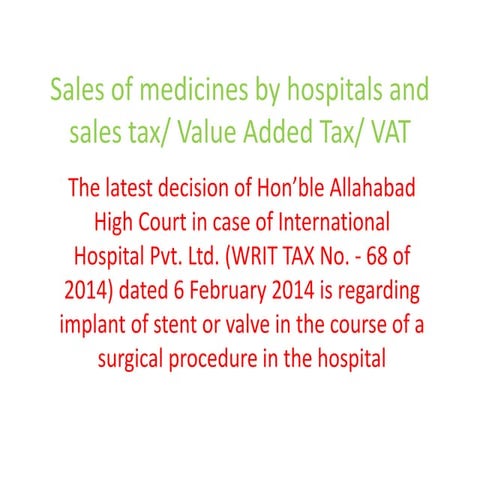 Vat and sales of medicines hospital | PPTX