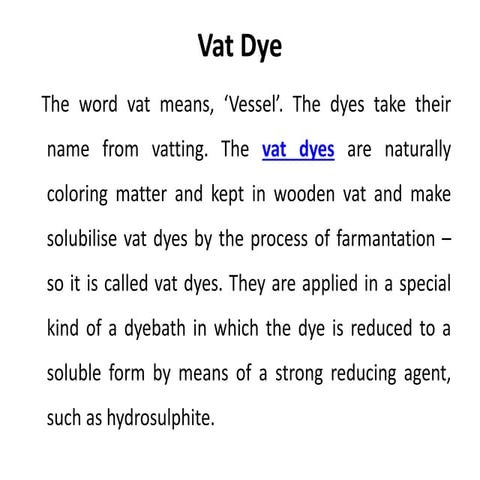 Vat Dye (Full PDF) | Vat Dye | PPTX