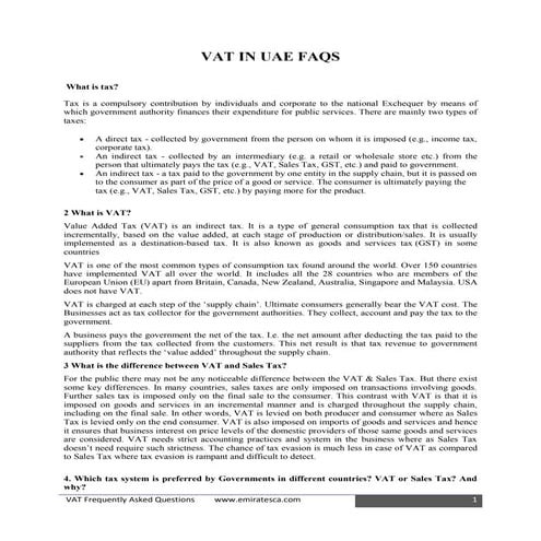 VAT IN UAE FAQS | PDF