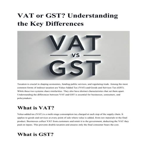 VAT or GST? Understanding the Key Differences | PDF