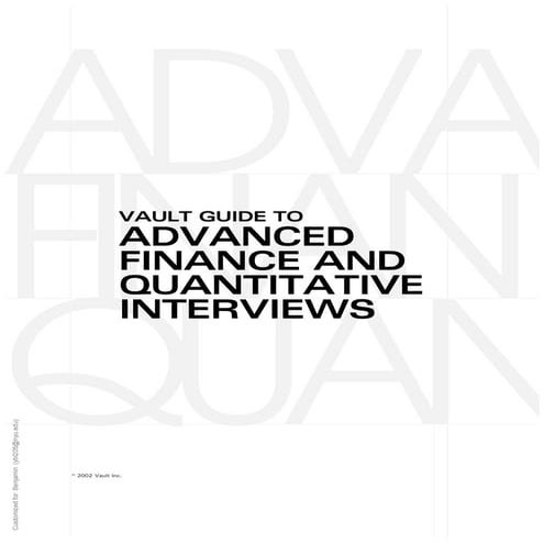 Career Guide Advanced Finance and Quant Finance Interviews | PDF