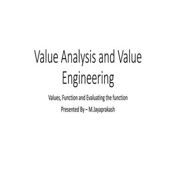 Value Analysis and Value Engineering -Function & Evaluation of Function ...