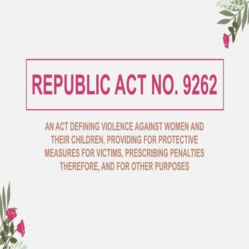 Republic Act 9262 or VAWC under the Philippines | PPT