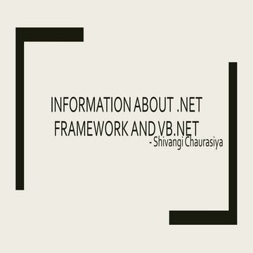 Vb.net and .Net Framework | PPTX
