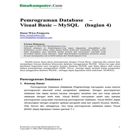Koneksi vb dengan database mysql | PDF