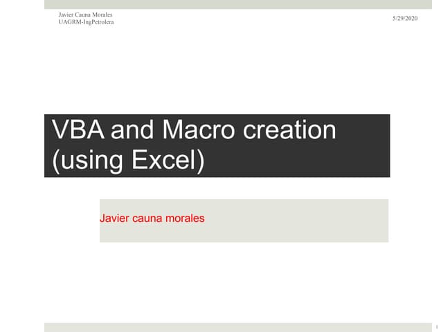 Vba And Macro Creation Using Excel Ppt 4009