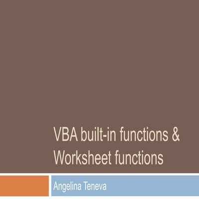 Vba built-in & worksheet functions | PPTX