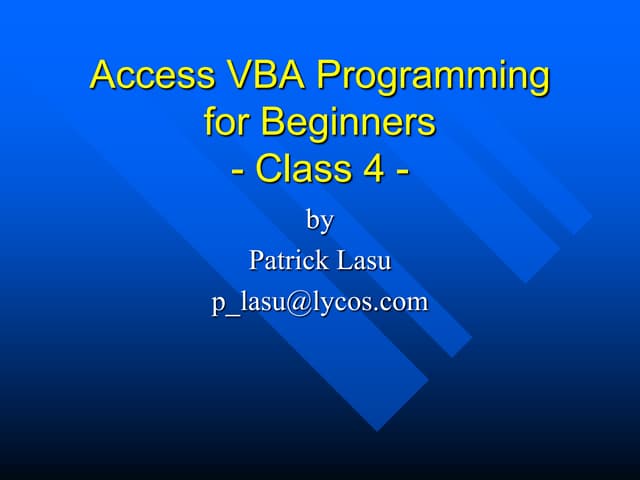 Vba Class 4 Ppt Programming Languages Computing 6454