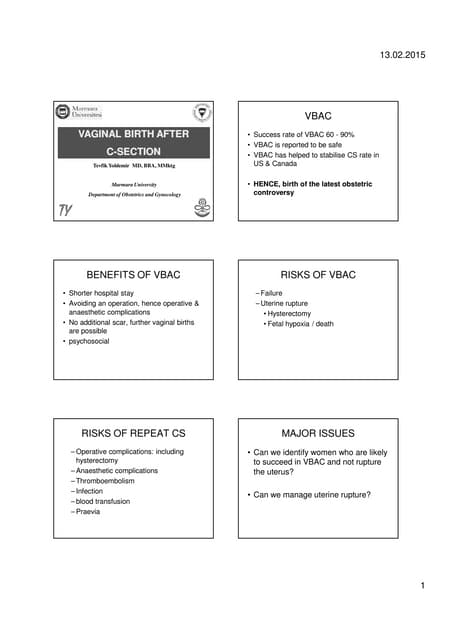 Prior cesarean delivery (VBAC) | PPTX