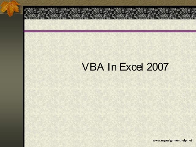 Learn Vba Excel 2007 Ppt 2206