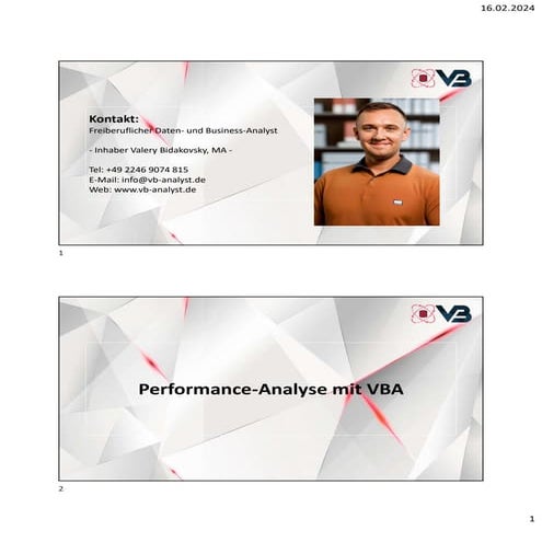 VBA Programmierung - VB Analyst Pitchdeck | PDF