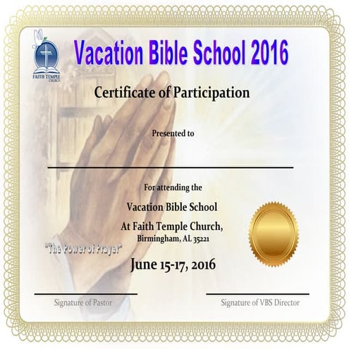 Vbs certificate | PPT