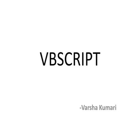 Vbscript Ppt
