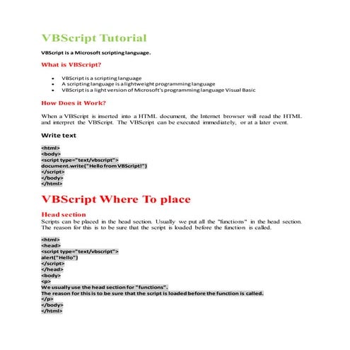 Vb Script Tutorial Pdf