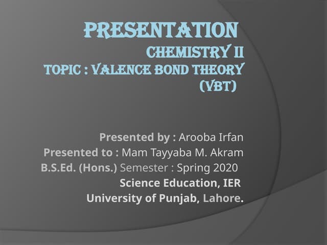 Valence bond theory VBT (Full explanation) # Inorganic Chemistry # ...
