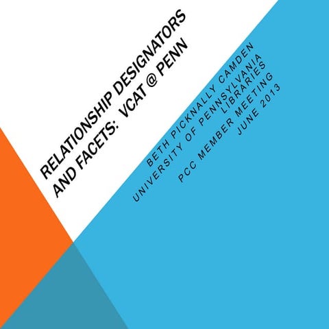 Relationship Designators and Facets: VCAT@Penn | PPT