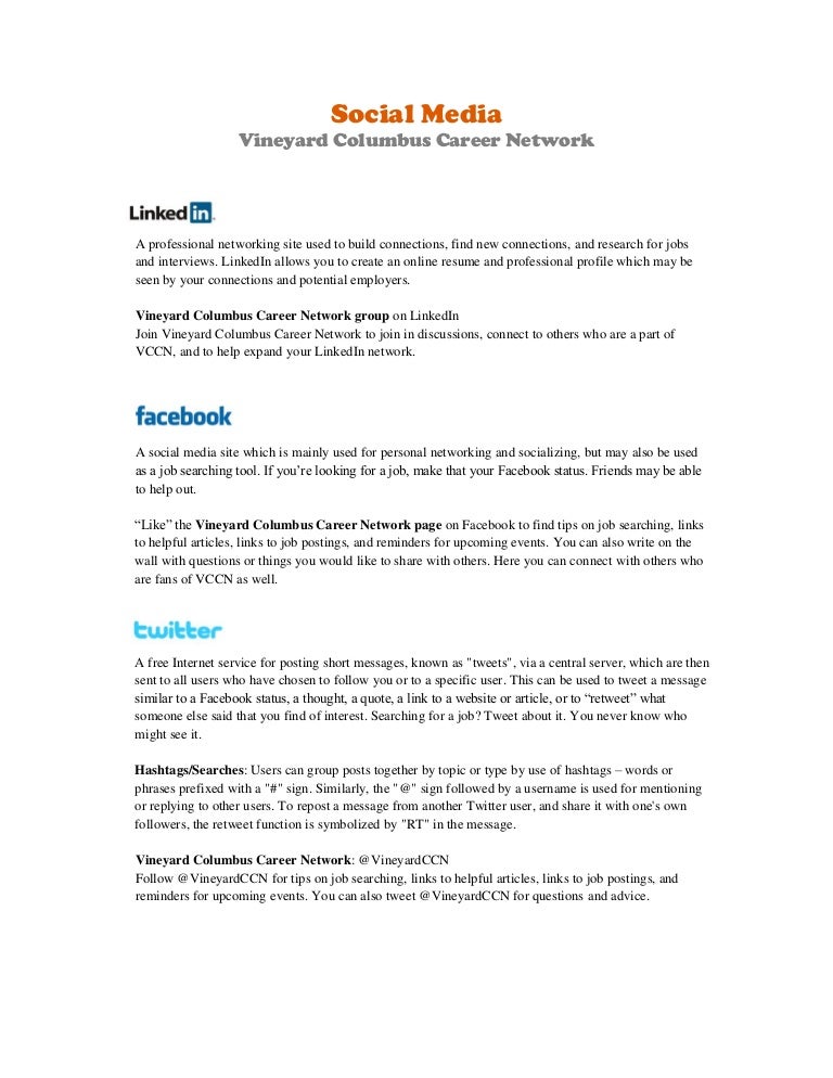VCCN Social Media Handout