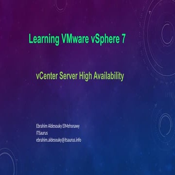 vCenter High Availability Vmware Vshpere .pptx