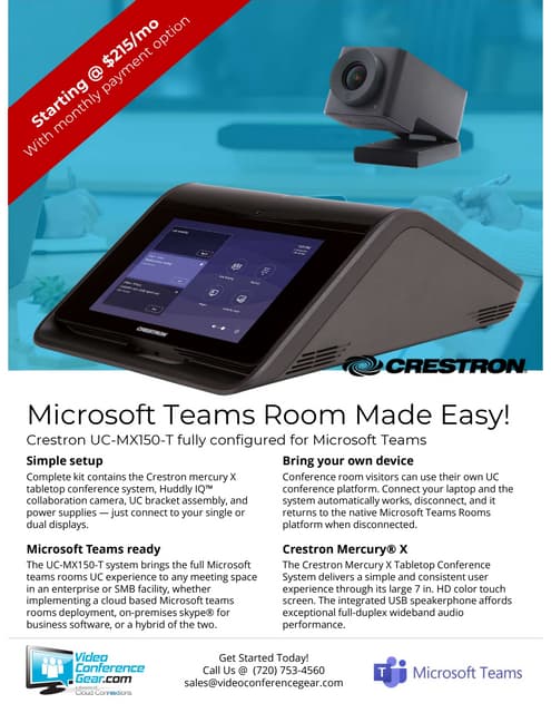 Crestron Flex Tabletop UC Video Conference System for Zoom Rooms ...
