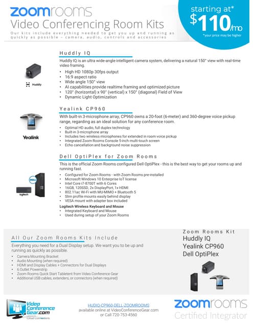 Zoom Rooms Kit from Video Conference Gear featuring the Logitech Rally ...