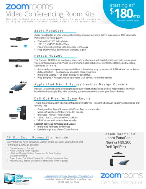 Zoom Rooms Kit from Video Conference Gear featuring the Logitech Rally ...