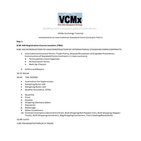 VCMx International Standard Form Contracts, Training Part1 | PDF