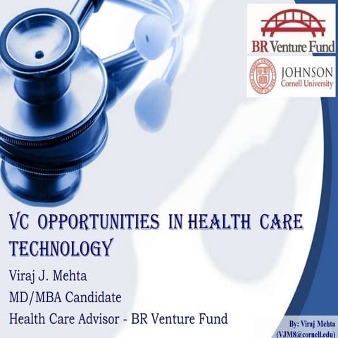 VC Opportunities In Health Care Technology | PPTX