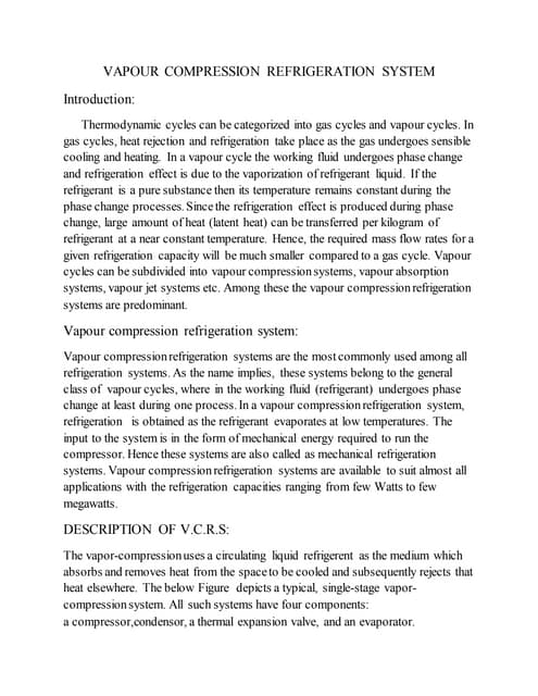 vapour compression refrigeration system | PPT