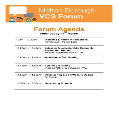 Melton VCS Forum Draft Agenda | DOCX | Events