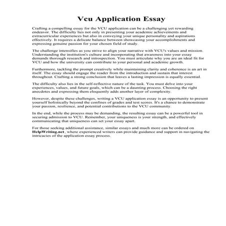 Vcu Application Essay | PDF