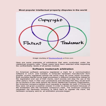 Most popular intellectual property disputes in the world | PDF