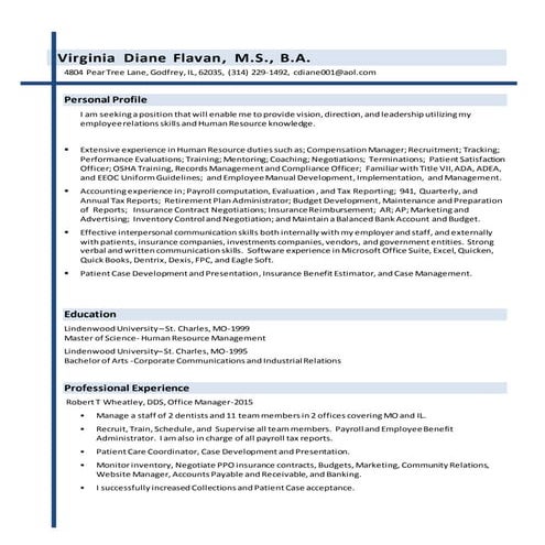 V diane flavan resume 2016 | DOCX