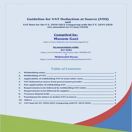 VDS Guideline and VAT Rate for the FY 2020-2021 in comparison with FY ...