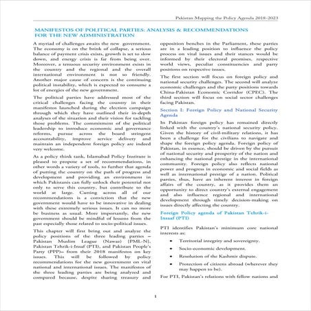 Manifestos of political parties: analysis & recommendations for the new ...