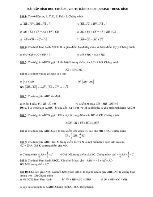 Chứng minh đẳng thức vectơ và phân tích vectơ | DOCX