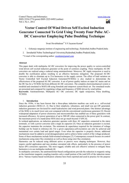 Vector Control Of Wind Driven Self Excited Induction Generator Connected To Grid Using Twenty