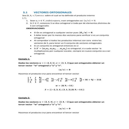 Vectores ortogonales | DOCX