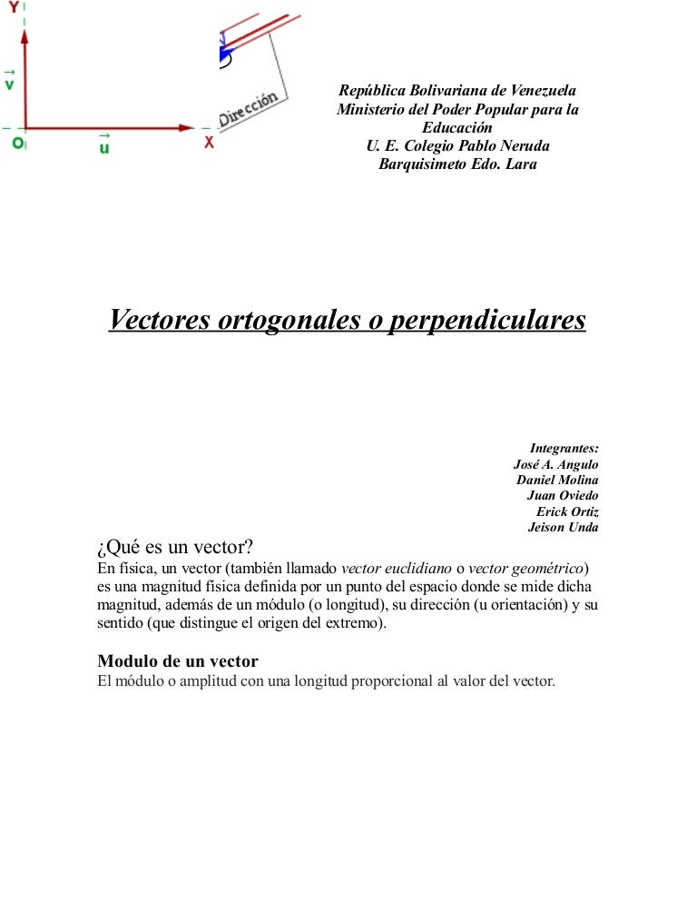 Vectores Perpendiculares