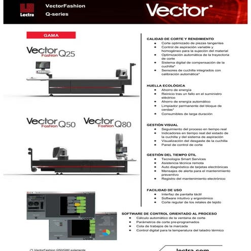 Vector fashion q25 q50 q80 Caracteristicas Cortadoras vector lectra | PDF