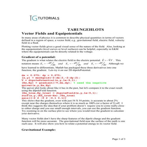 Vector Fields And Equipotentials Docx