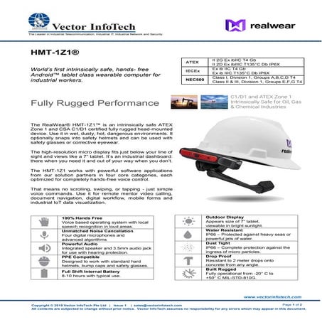 Vectorised real wear hmt 1z1-intrinsically safe, head-mounted device | PDF