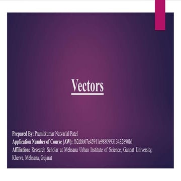 Vectors subjective assignment 2 | PPTX