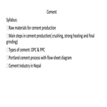 Cement and Manufacture Process Presentation Chemistry PDF.pdf