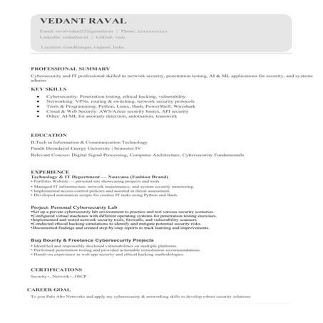 Vedant_Raval_Resume.pdf to Dr. Payal Desai | PDF