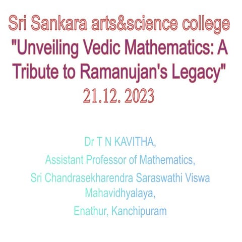 Vedic Mathematics 16 sutras with example problems | PPTX